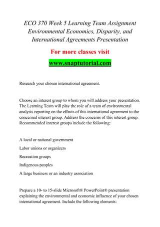 Eco 370 Believe Possibilities / snaptutorial.com