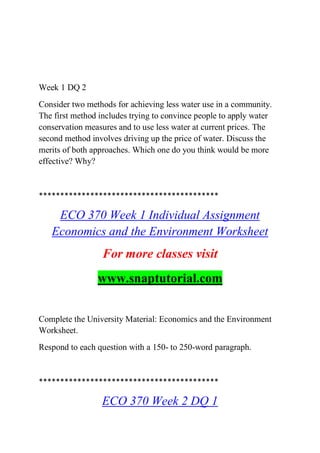 Eco 370 Believe Possibilities / snaptutorial.com