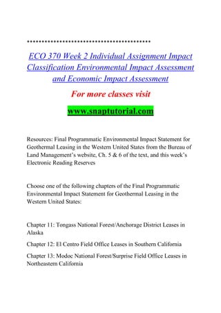 Eco 370 Believe Possibilities / snaptutorial.com