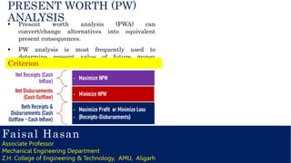 present worth analysis engineering economics | PPT