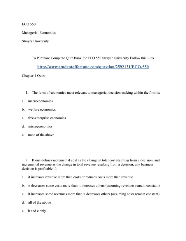 Eco 550 | DOC | Business Accounting & Finance | Business