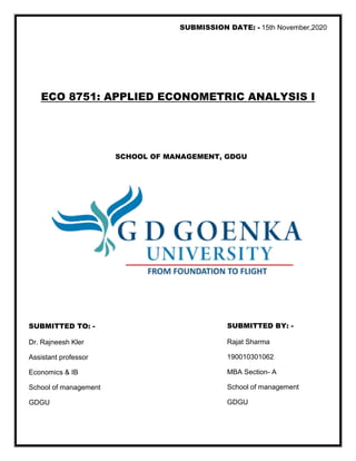 Econometrics solution in Stata | PDF