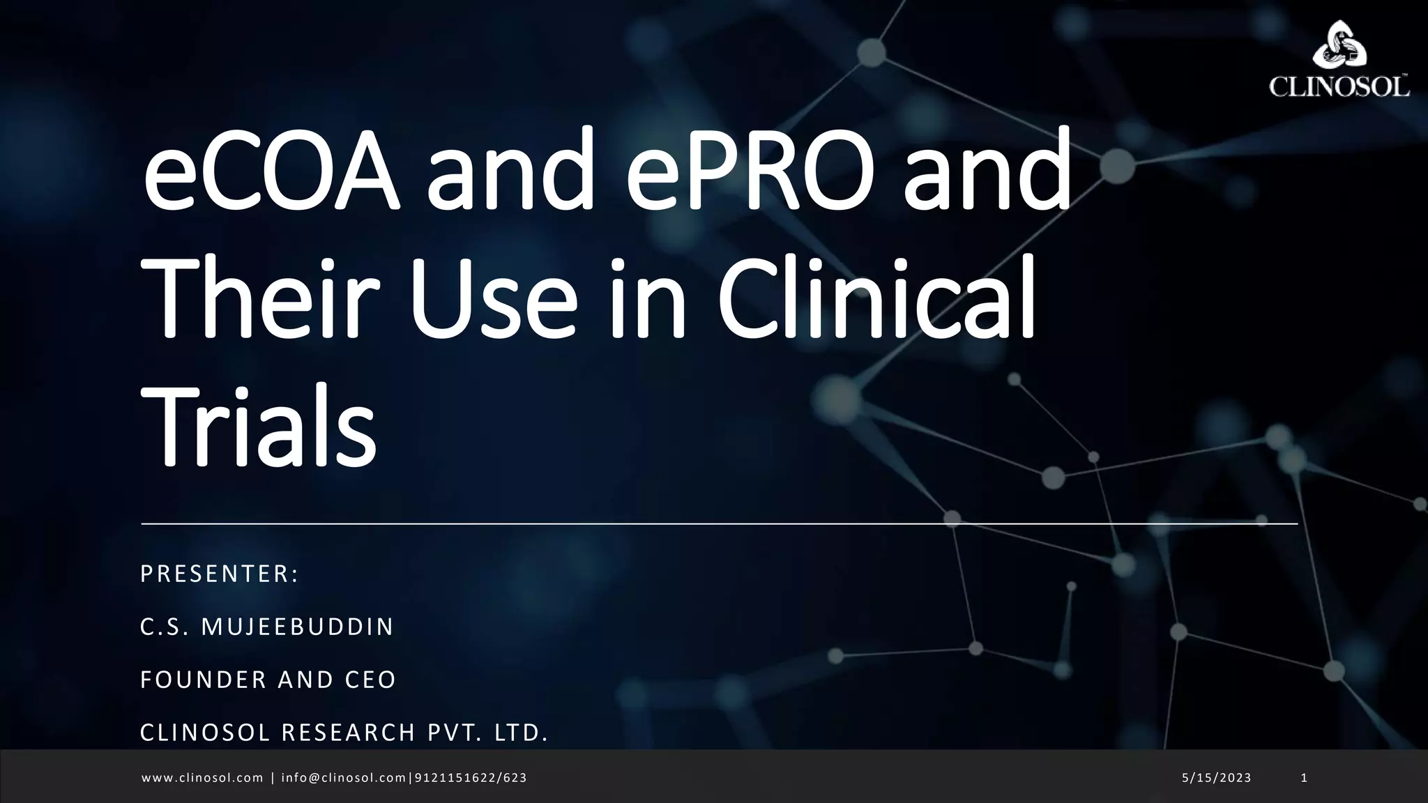 eCOA and ePRO and Their Use in Clinical Trials_pptx | PPTX