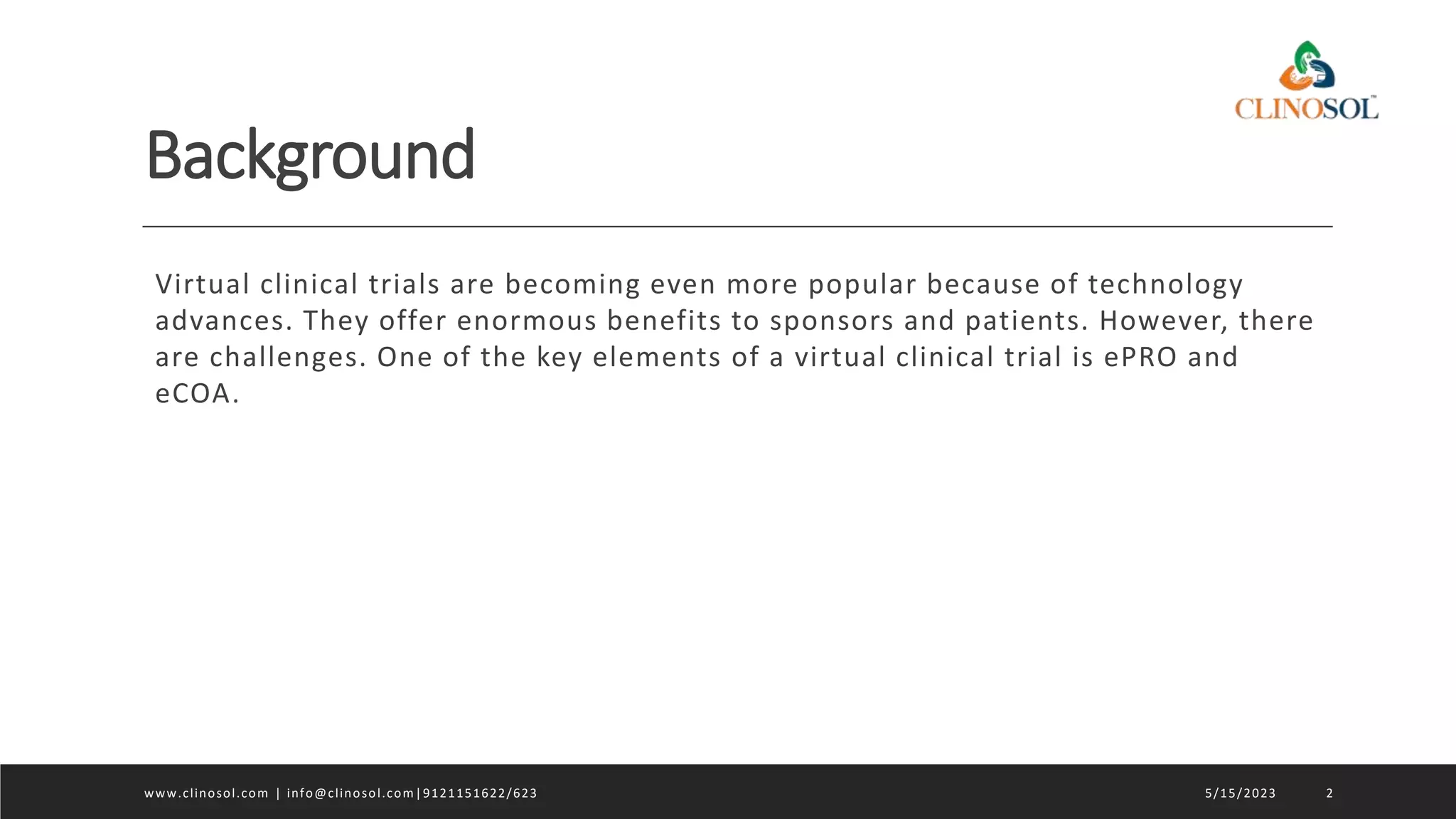 eCOA and ePRO and Their Use in Clinical Trials_pptx | PPTX