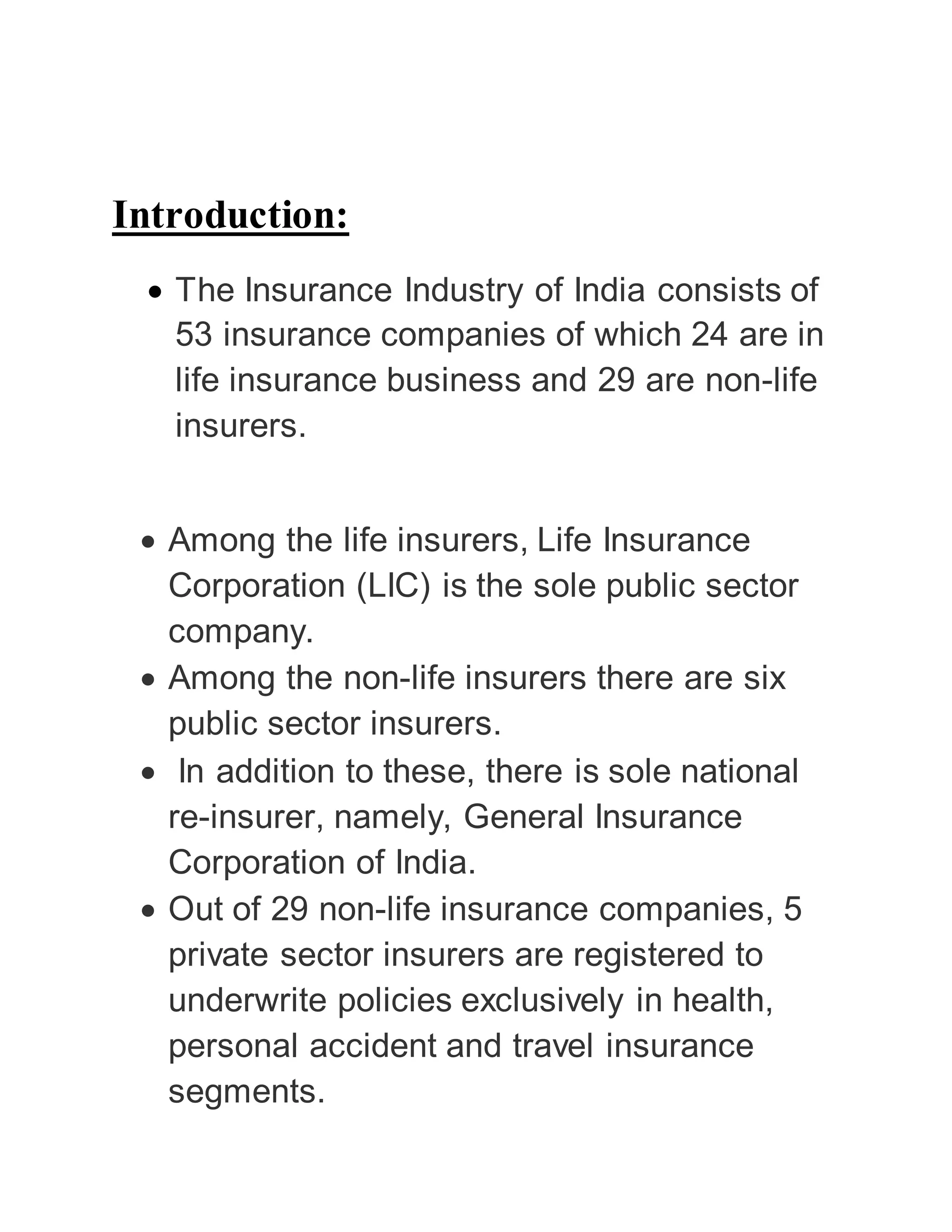 Analysis of Indian Insurance Industry | DOCX