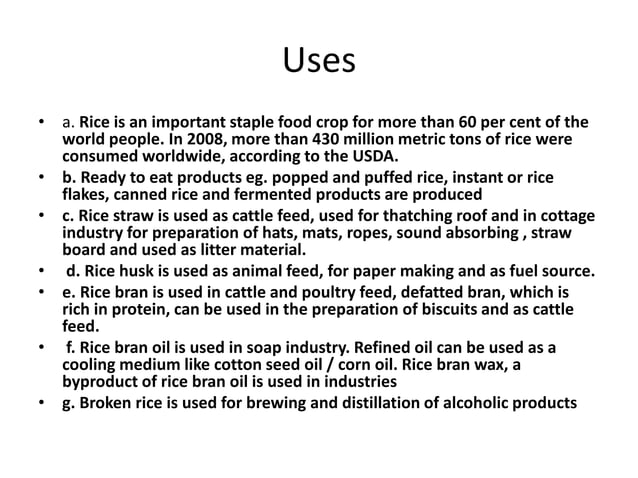 Economic Botany: Cereals: Rice | PPTX