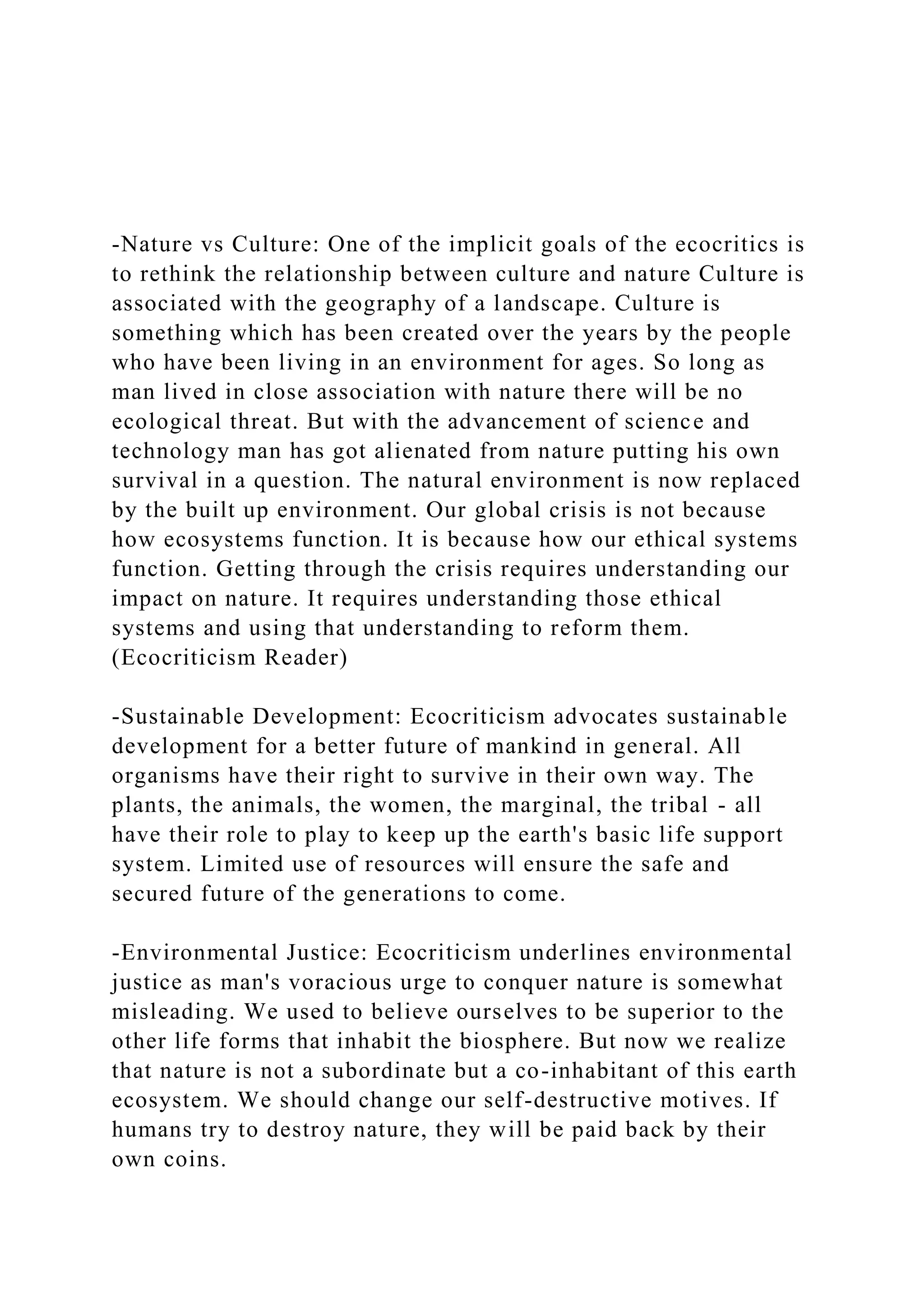 Ecocriticism-During the last few decades, Environment has pose.docx