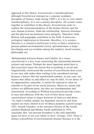 Ecocriticism-During the last few decades, Environment has pose.docx