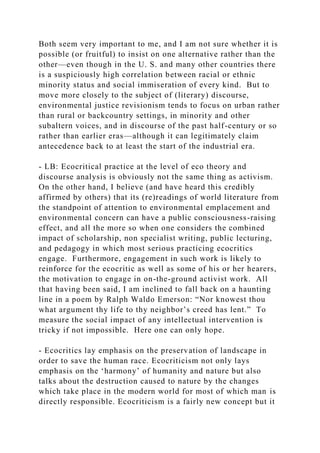 Ecocriticism-During the last few decades, Environment has pose.docx