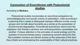 Ecocriticism and Postcolonial Studies | PPTX