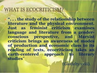 Ecocriticism in literature Introduction | PPTX