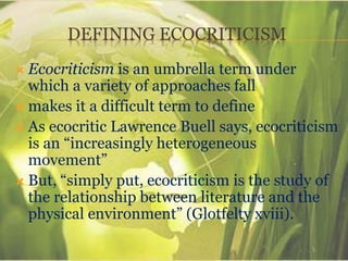 Ecocriticism in literature Introduction | PPTX
