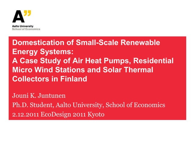 Domestication of Small-Scale Renewable Energy System | PPT