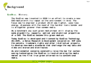 Eco Disc Presentation 0110 | PPT