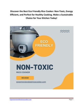 Discover the Best Eco Friendly Rice Cooker | PDF
