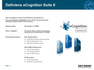 eCognition 8 Highlights | PPT