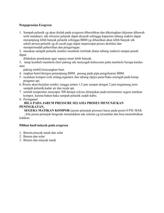 Ecogreen alat pengolah sampah pelastik jadi bbm | PDF