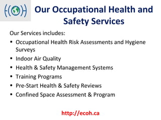 Occupational Health & Safety Programs and Services Canada | PPT
