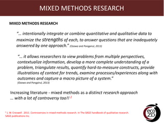 Integration of quantitative and qualitative research: Observations from ...