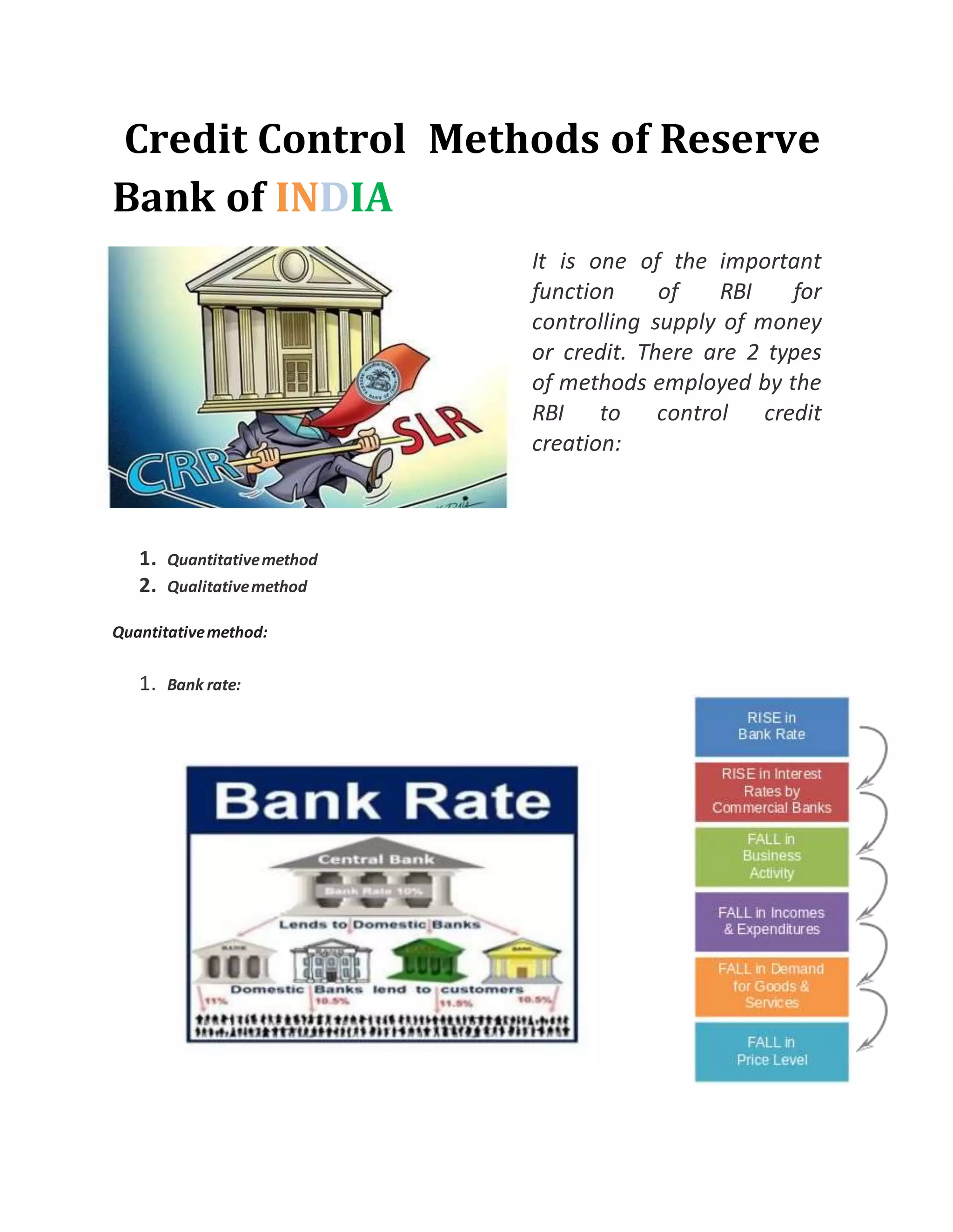 Role of RBI in Control of Credit- Class 12 Economics | DOCX