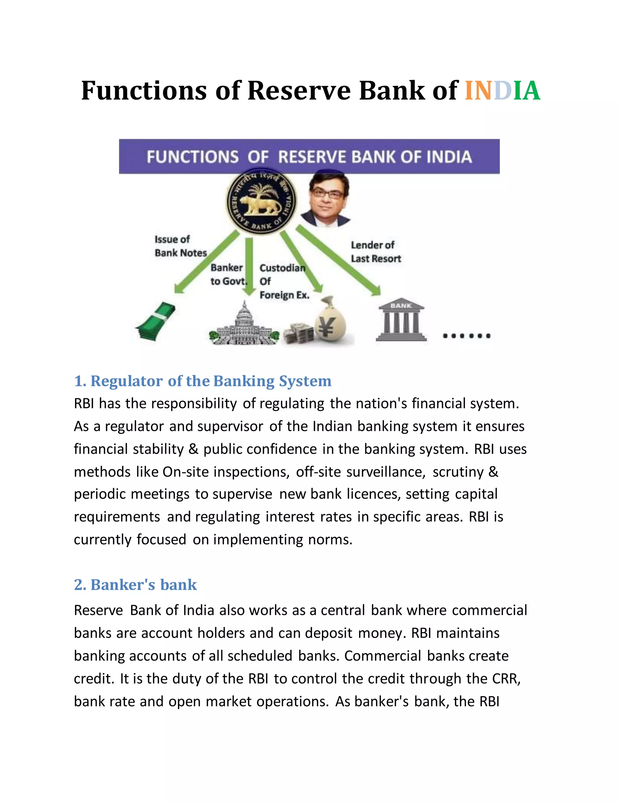 Role of RBI in Control of Credit- Class 12 Economics | DOCX