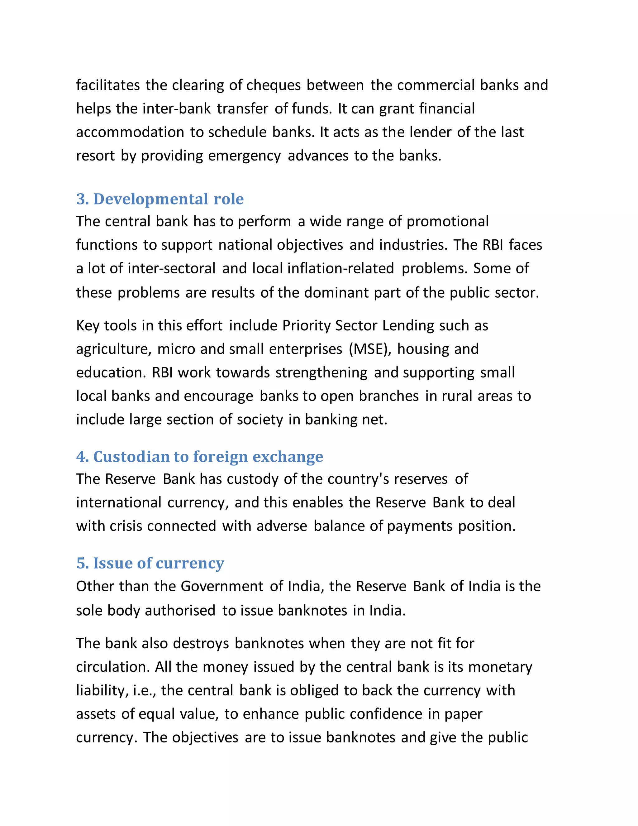 Role of RBI in Control of Credit- Class 12 Economics | DOCX