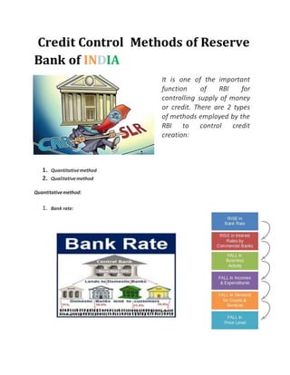 Role of RBI in Control of Credit- Class 12 Economics | DOCX
