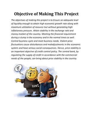 Role of RBI in Control of Credit- Class 12 Economics | DOCX