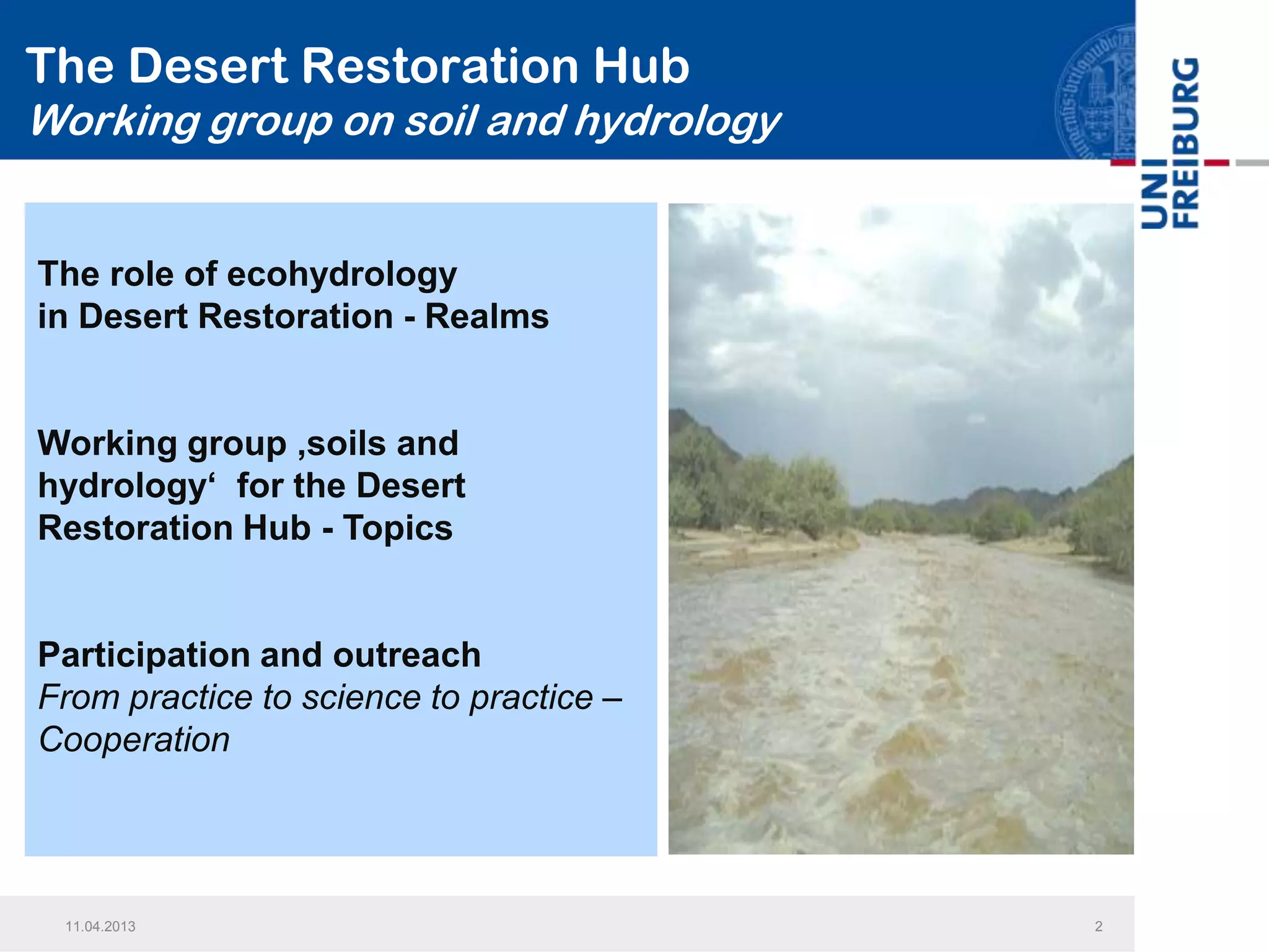 Christoph Jan KUELLS "The eco-hydrological perspective of desert ...