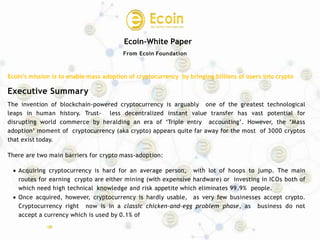 Ecoin official whitepaper | PPTX | Email | Internet