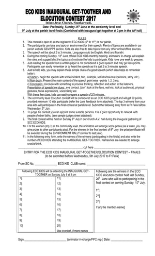 Eco kids elocution contest | DOC