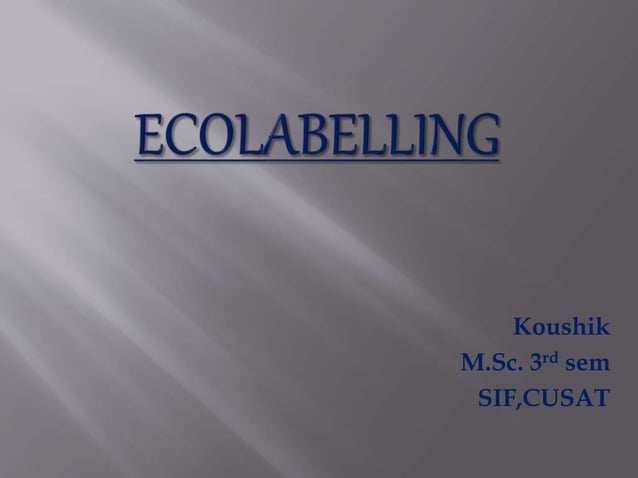 Ecolabelling | PPTX