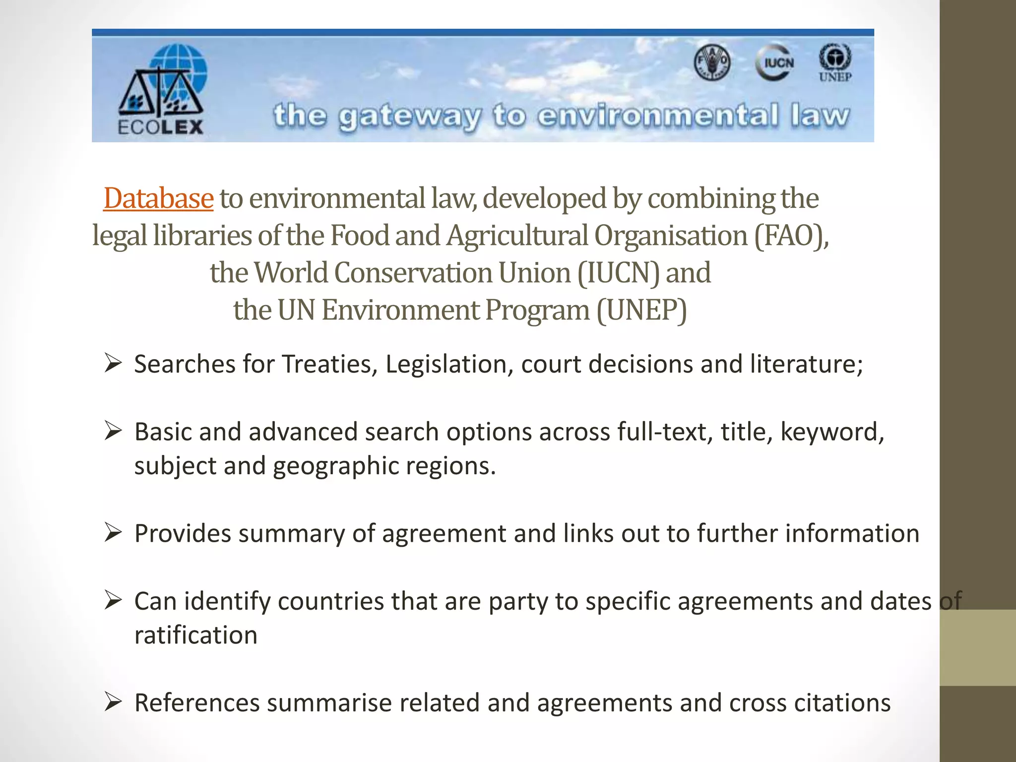 Ecolex database introduction4 uwa | PPTX