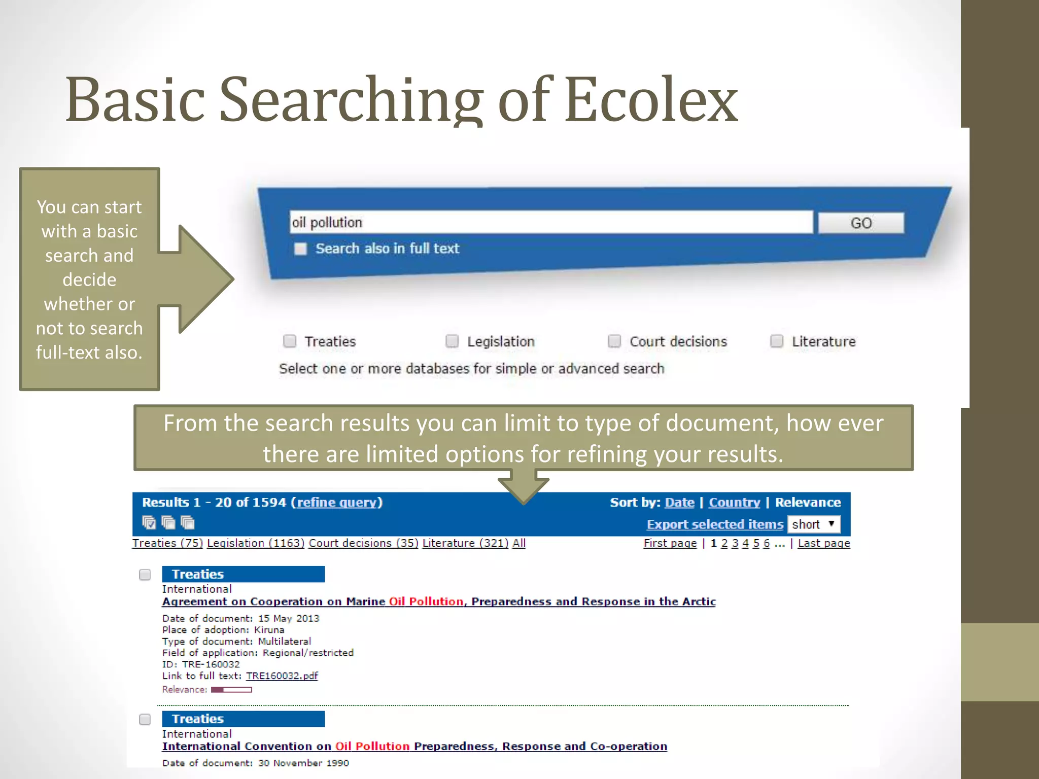 Ecolex database introduction4 uwa | PPTX