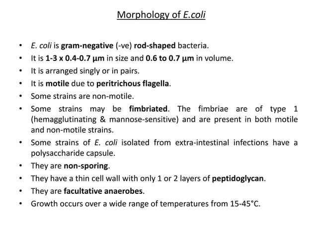 Study of E. coli on basis of Morphological, Cultural, Biochemical ...