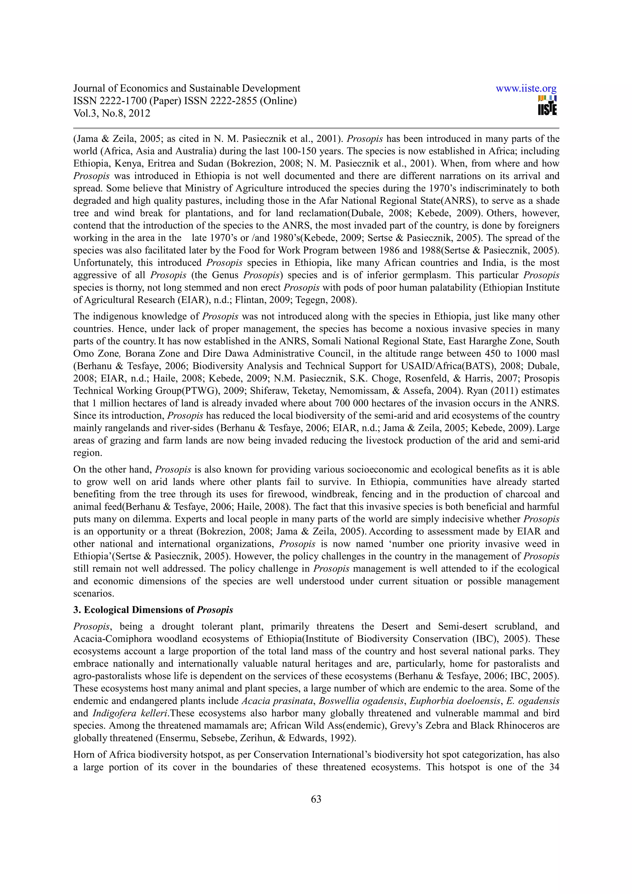 Ecological and economic dimensions of the paradoxical invasive | PDF