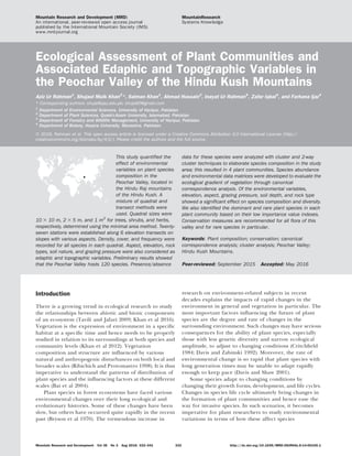 Ecological assessment of plant communities in the peochar valley of the ...