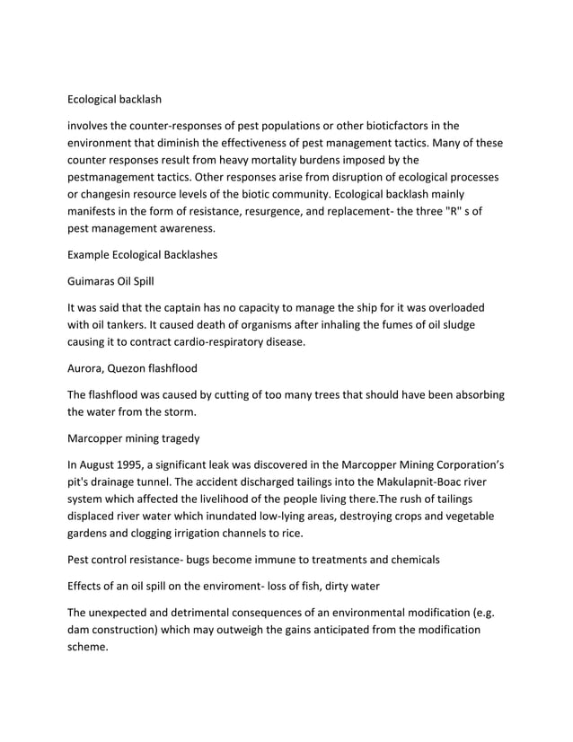 Ecological Backlash | DOCX