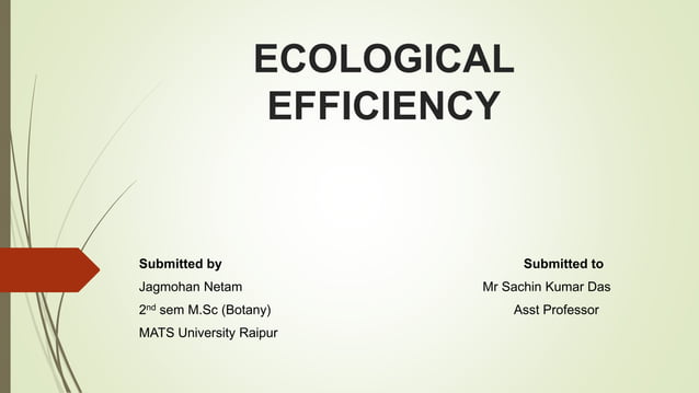 Ecological efficiency | PPTX | Agriculture | Industries