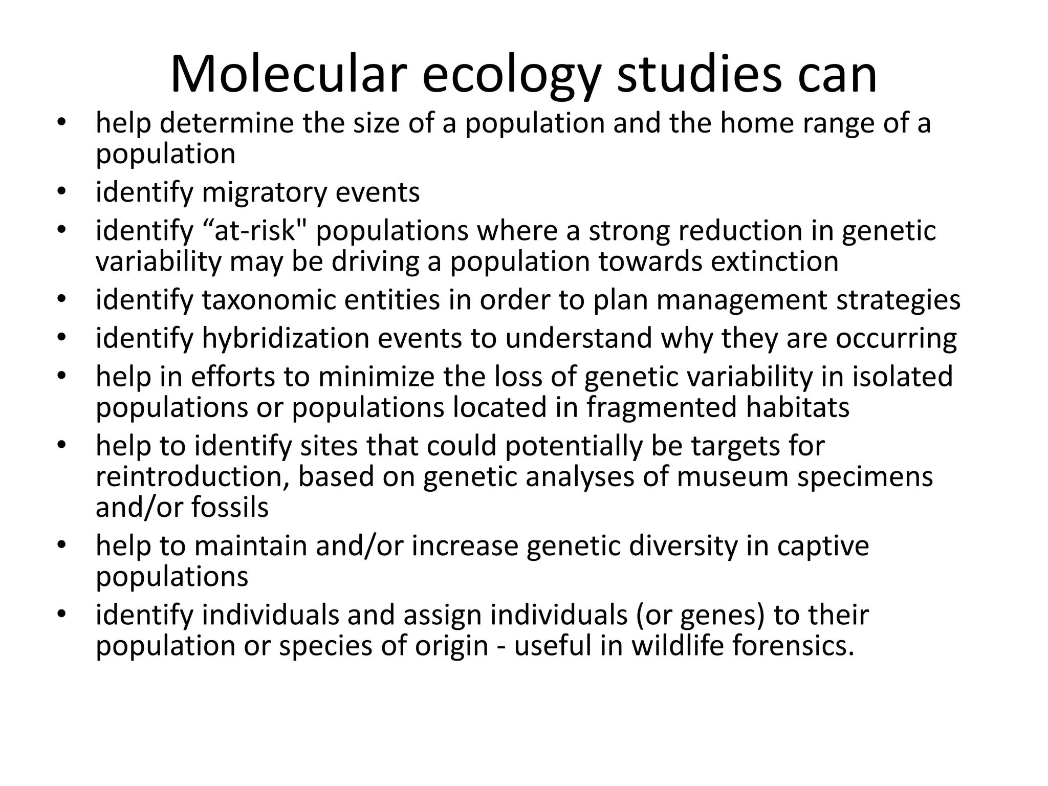 Ecological Genetics And Molecular Ecology Pptx