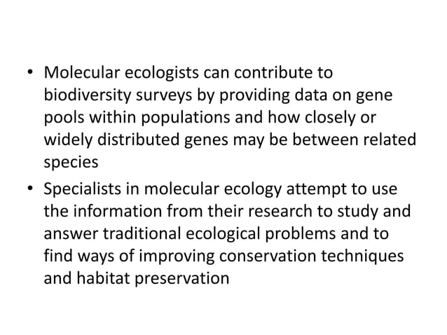 Ecological genetics and Molecular ecology.pptx | Biological Sciences ...