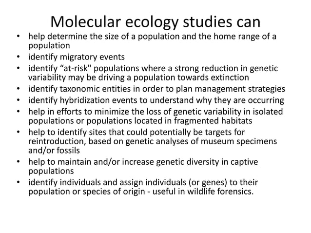 Ecological genetics and Molecular ecology.pptx | Biological Sciences ...