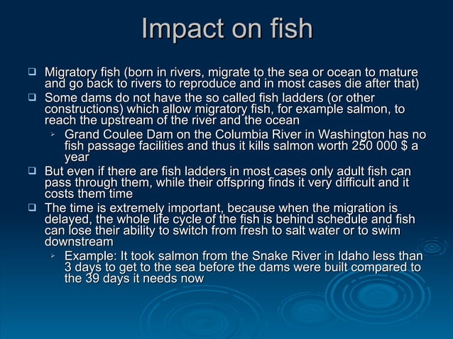Ecological impacts of dams and water diversions | PPT