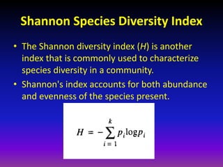 Ecological indices report 2222222 | PPTX