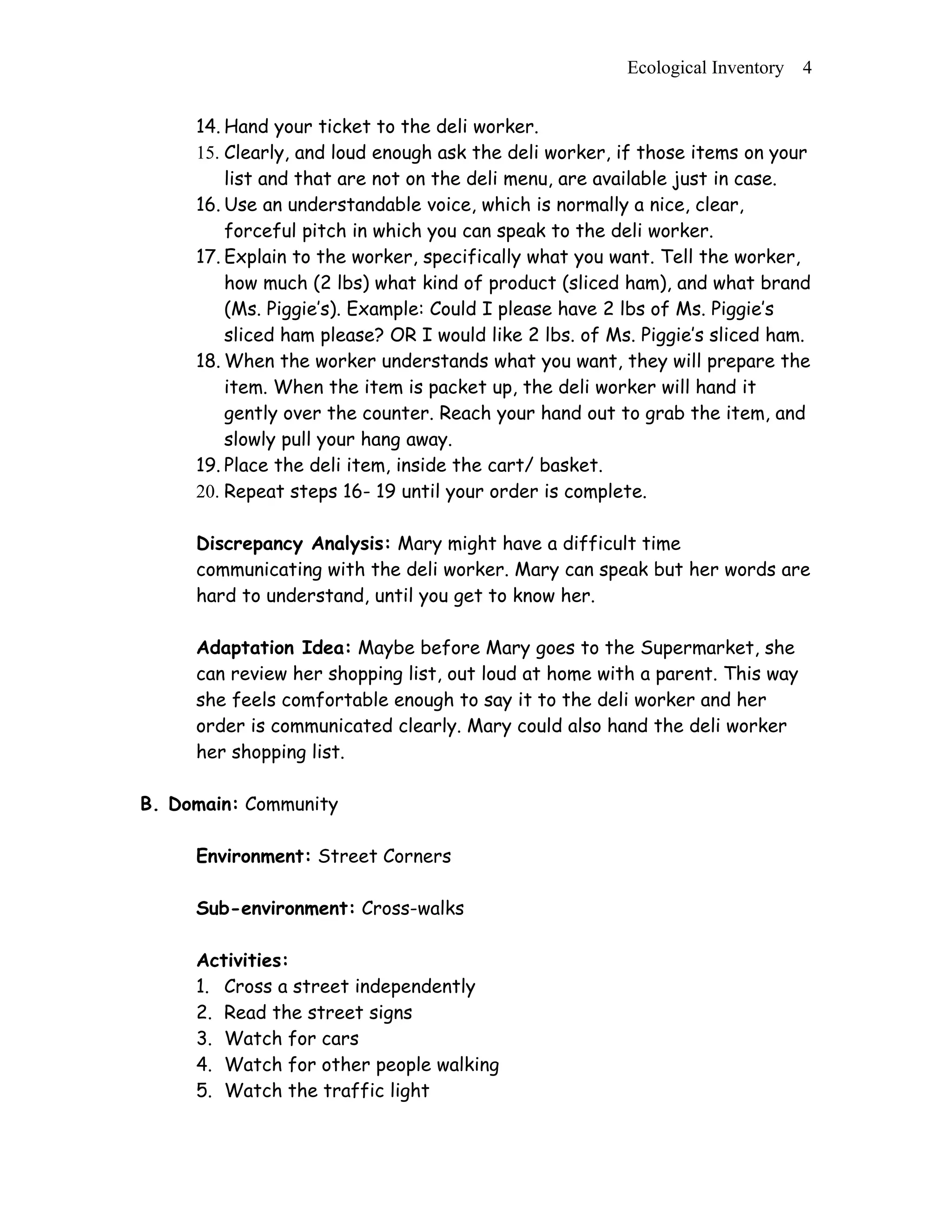 Ecological Inventory Strategy Assignment | DOC