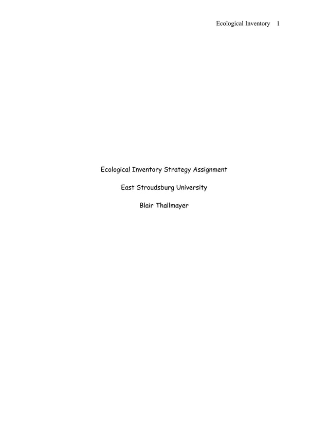 Ecological Inventory Strategy Assignment | DOC