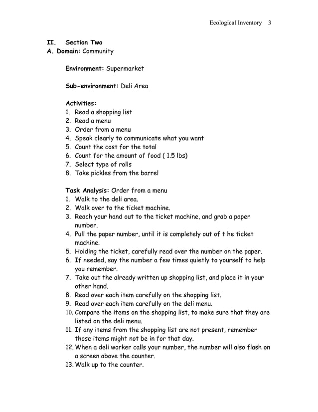 Ecological Inventory Strategy Assignment | DOC