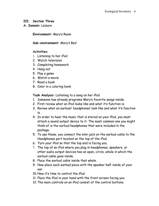 Ecological Inventory Strategy Assignment | DOC