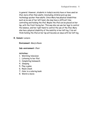 Ecological Inventory Strategy Assignment | DOC