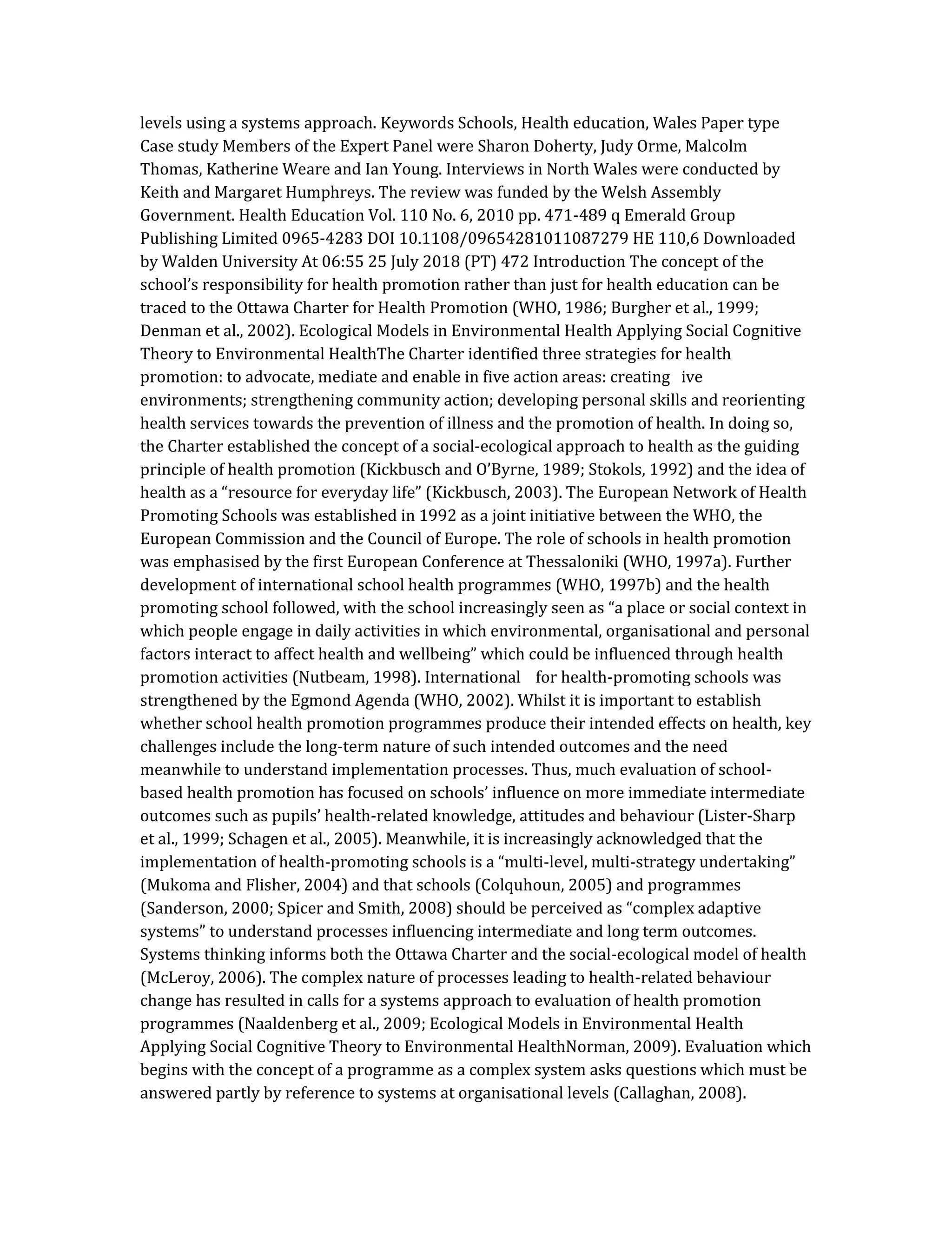 Ecological Models in Environmental Health Applying Social Cognitive ...